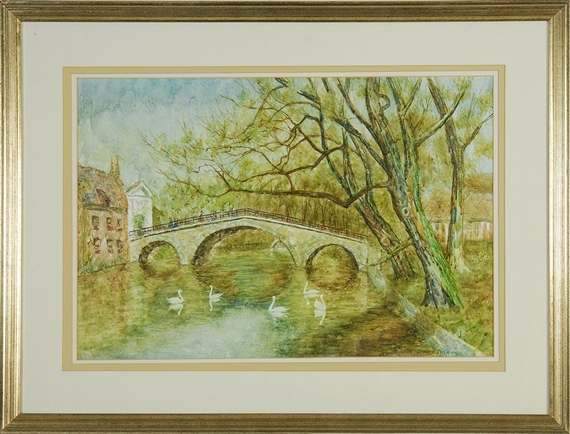 Margaret Philbrick | a bridge over water with birds | MutualArt