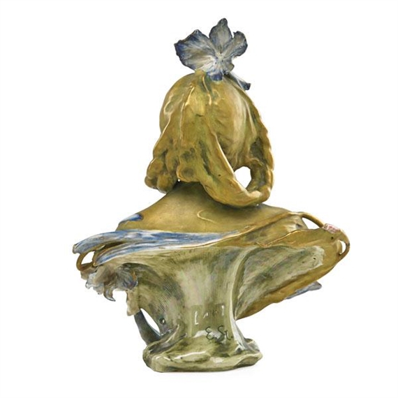 Eduard Stellmacher | Amphora porcelain bust of a woman with orchids ...