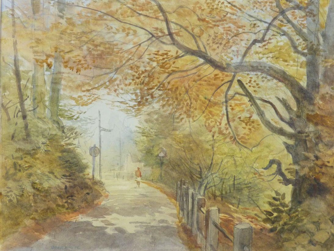 Arthur Miles | Wooded lane with figure (1974) | MutualArt