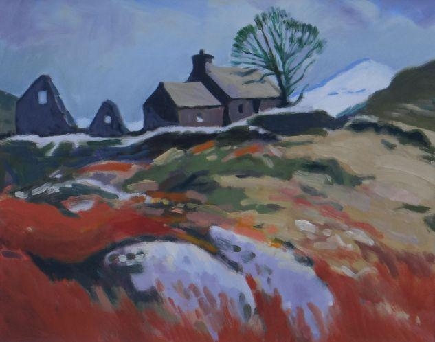 Ralph Spiller | Old farm and hillside partially covered with snow ...