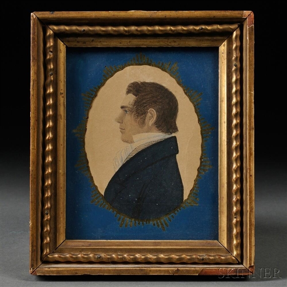 Rufus Porter | Small Profile Portrait of a Young Man, Moses Hale Pil[l ...