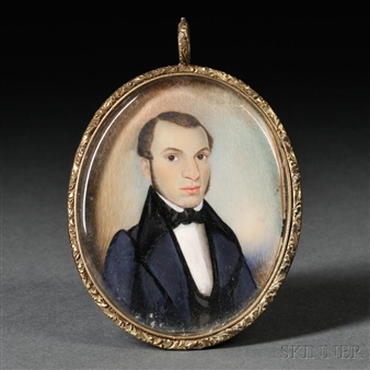 American School, 19th Century | Portrait Miniature of a Naval Officer ...