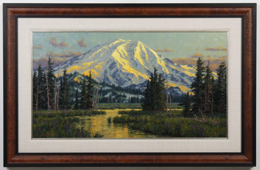 Randy Van Beek | Mt. Rainier, a river and trees | MutualArt