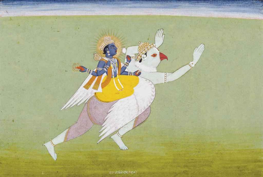 Indian School, 19th Century | A painting of Vishnu and Garuda (Circa ...