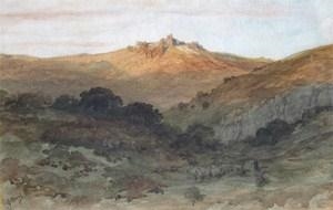 Gustave Doré | Sunset on a mountain fort with sheep and shepherd in the ...