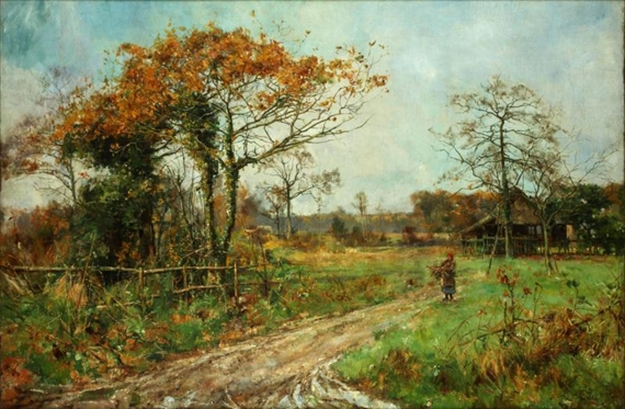 Robert William Arthur Rouse | Faggot gatherer on a country path | MutualArt