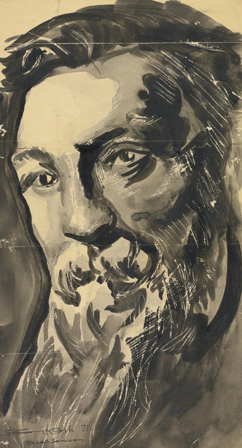 Bikash Bhattacharjee | Untitled (portrait of rabindranath tagore) (1971 ...