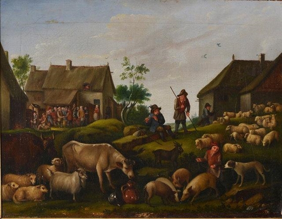 David Teniers the Elder | Farming Folk with Sheep and Cattle | MutualArt