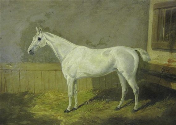Byron Webb | A Grey Hunter in a Stable (1856) | MutualArt