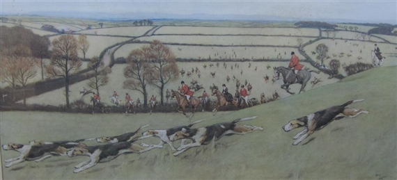 Cecil Aldin | 2 works: The Quorn away from Billesdon Coplow ;Hunt in ...