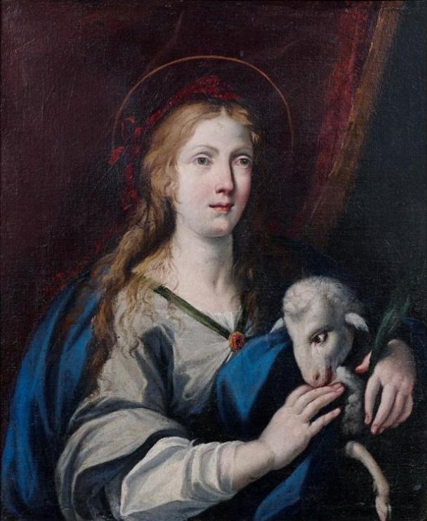 Guido Reni | Saint Agnes and Lamb (1660) | MutualArt