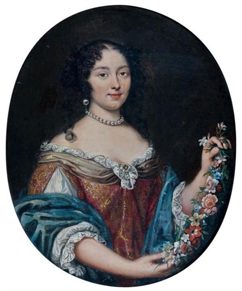 Pierre Mignard | Portrait of a Lady with Flower Wreath (1680) | MutualArt