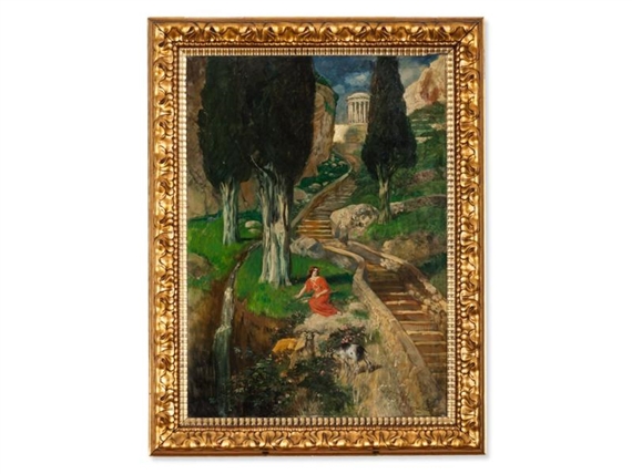 Alexander Frenz | Landscape with Shepherdess (1904) | MutualArt