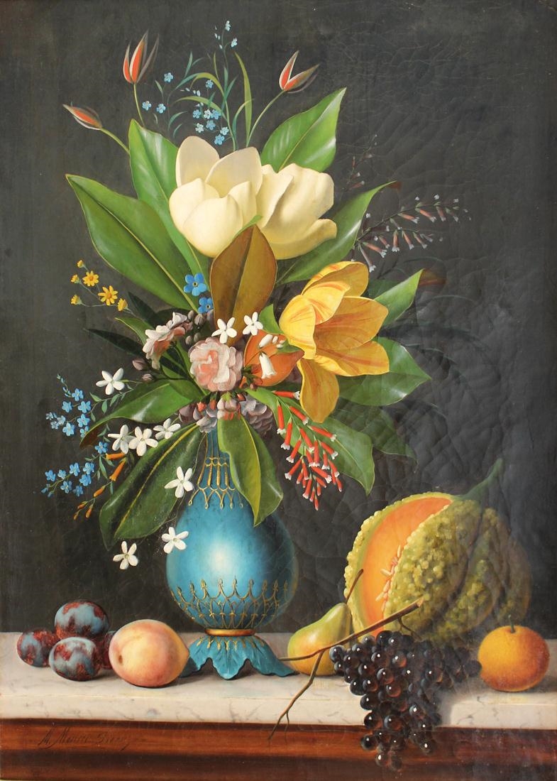 Michelangelo Meucci | Still Life Study of Flowers in a Vase beside ...