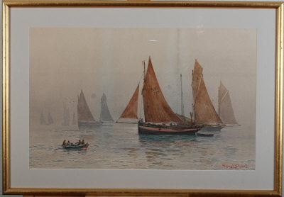 Ernest Stuart | St Malo Fishing Boats Watercolour | MutualArt
