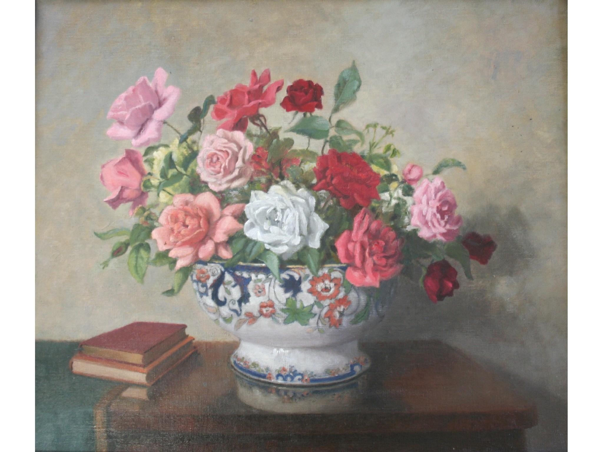 L Watts | A BOWL OF ROSES | MutualArt