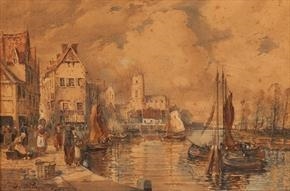Struan Robertson | BUSY DUTCH CANAL (1910) | MutualArt