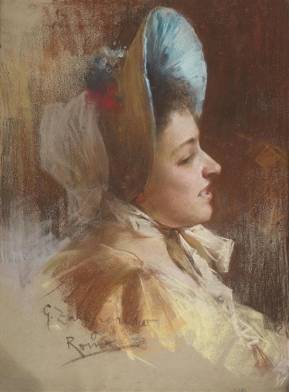 Giovanni Zangrando | Portrait of a Lady with Hat in Profile | MutualArt