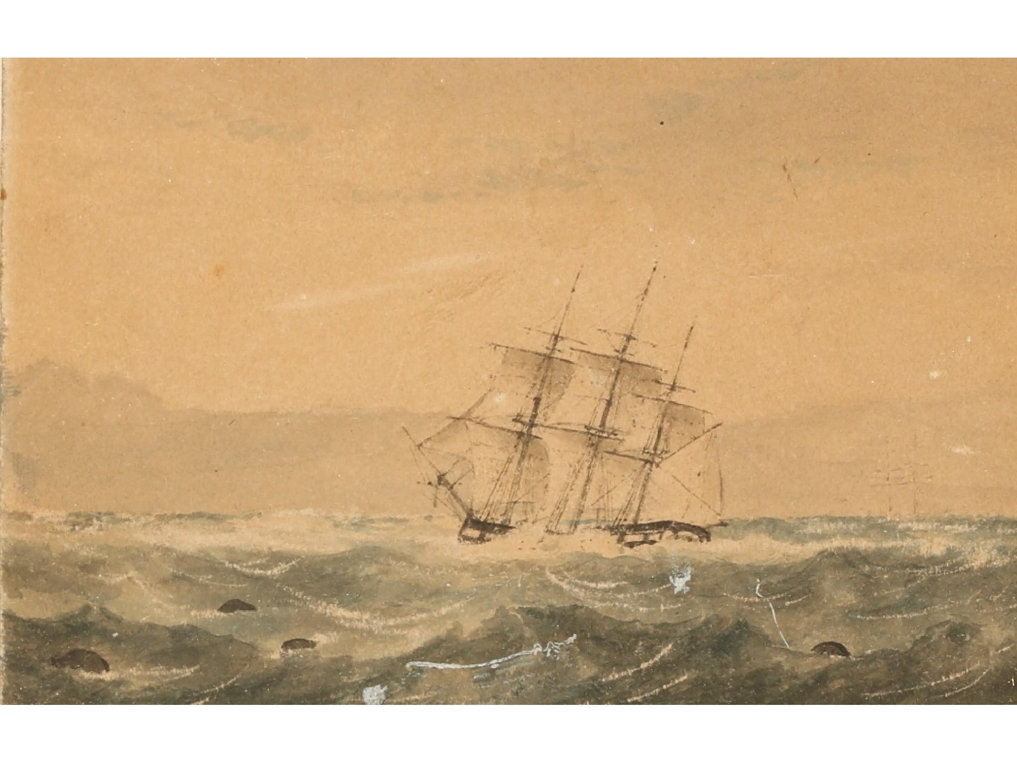 John Constable | Study of a tall ship in heavy seas | MutualArt