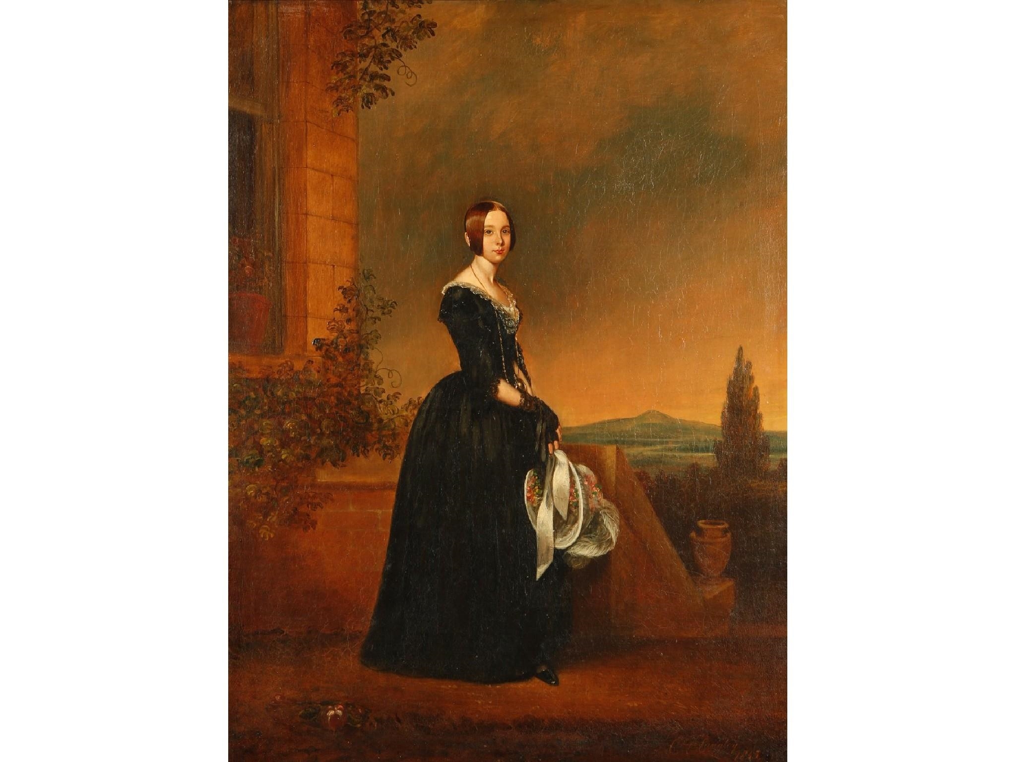 Charles Dickinson Langley | portrait of a lady wearing a black dress ...