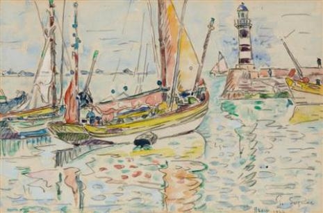 Paul Signac | Sailing boats in the harbour of St. Tropez (1920) | MutualArt