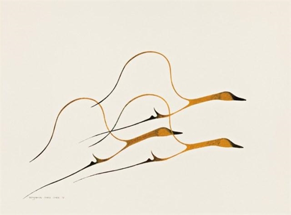 Benjamin Chee Chee | Ojibwa Three Flying Geese (1975) | MutualArt