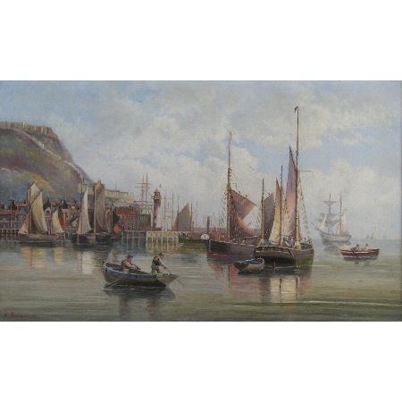 Louise Pickard | Busy Harbour Scene with Boats and Figures (1887 ...