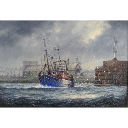Jack Rigg | Breezy Day with Fishing Boat Leaving Bridlington Harbour ...