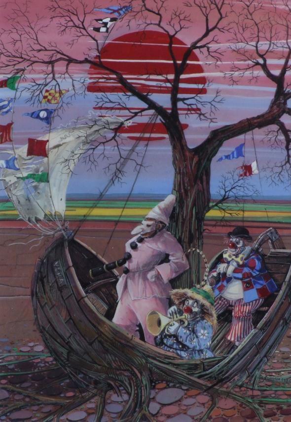 Francis Wainwright | Clowns in a Boat (1986) | MutualArt