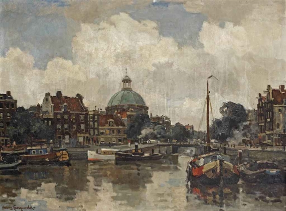 Frans Langeveld | A view of the Lutherse Kerk, Amsterdam (1877 - 1939) | MutualArt