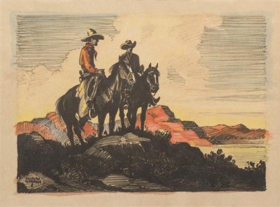 Tillman Parker Goodan | Cowboys On a Bluff | MutualArt