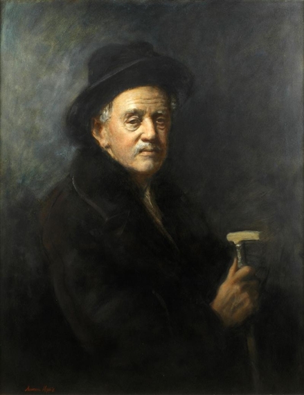 Norman Hepple | Old Man with a stick | MutualArt