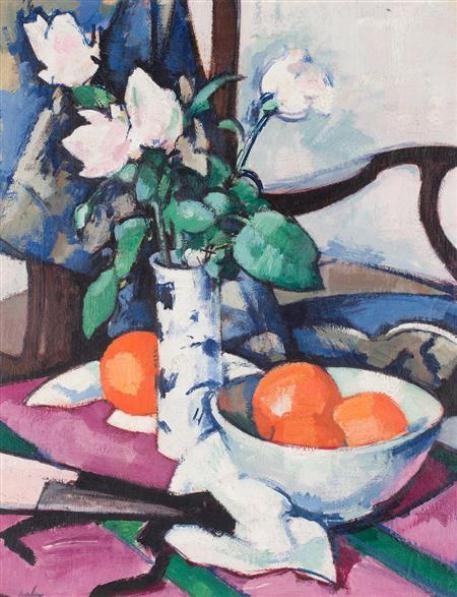 Samuel John Peploe | Still life with plaster cast and books | MutualArt