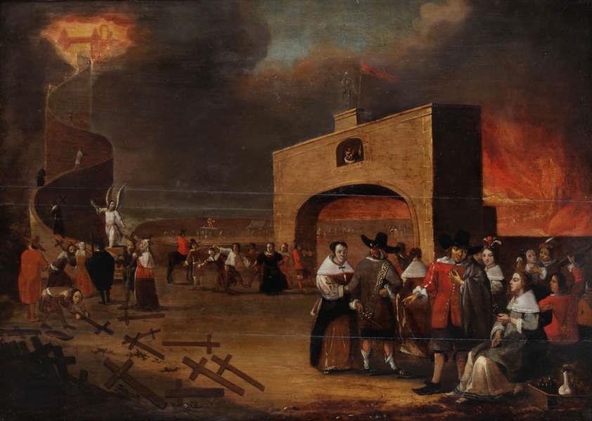 Cornelis de Bie | Narrow entrance to heaven and wide entrance to hell | MutualArt