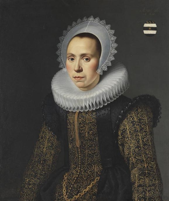 Cornelis van der Voort | Portrait of a lady, three-quarter-length, in a ...