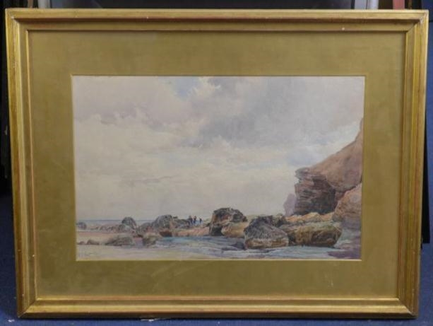 William Henry Pigott | Children rock pooling beside sea cliffs | MutualArt