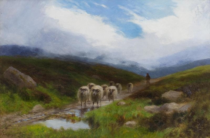 Joseph Farquharson | Driving the Flock (1909) | MutualArt
