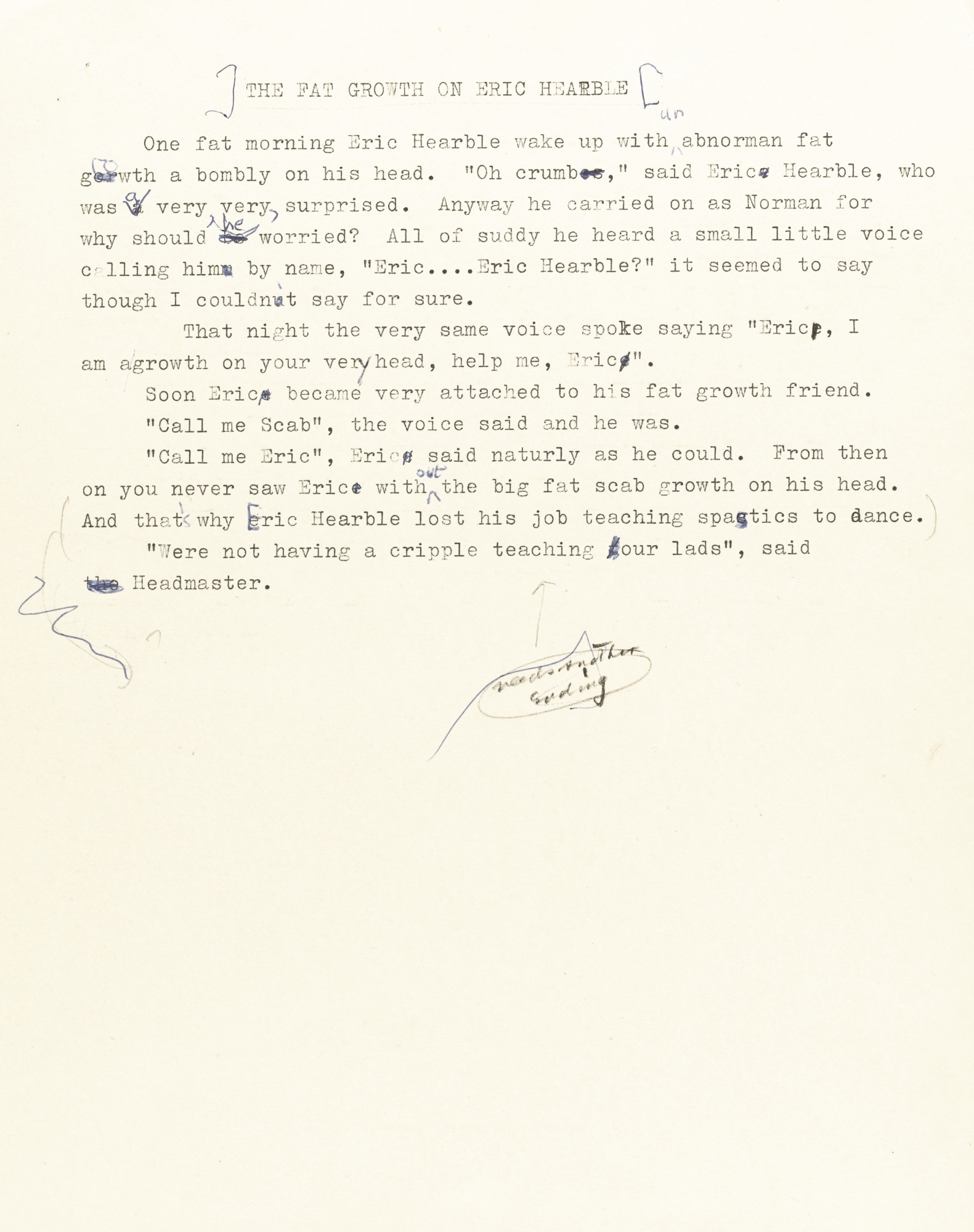 John Lennon | THE FAT GROWTH ON ERIC HEARBLE. CORRECTED AUTHORIAL ...