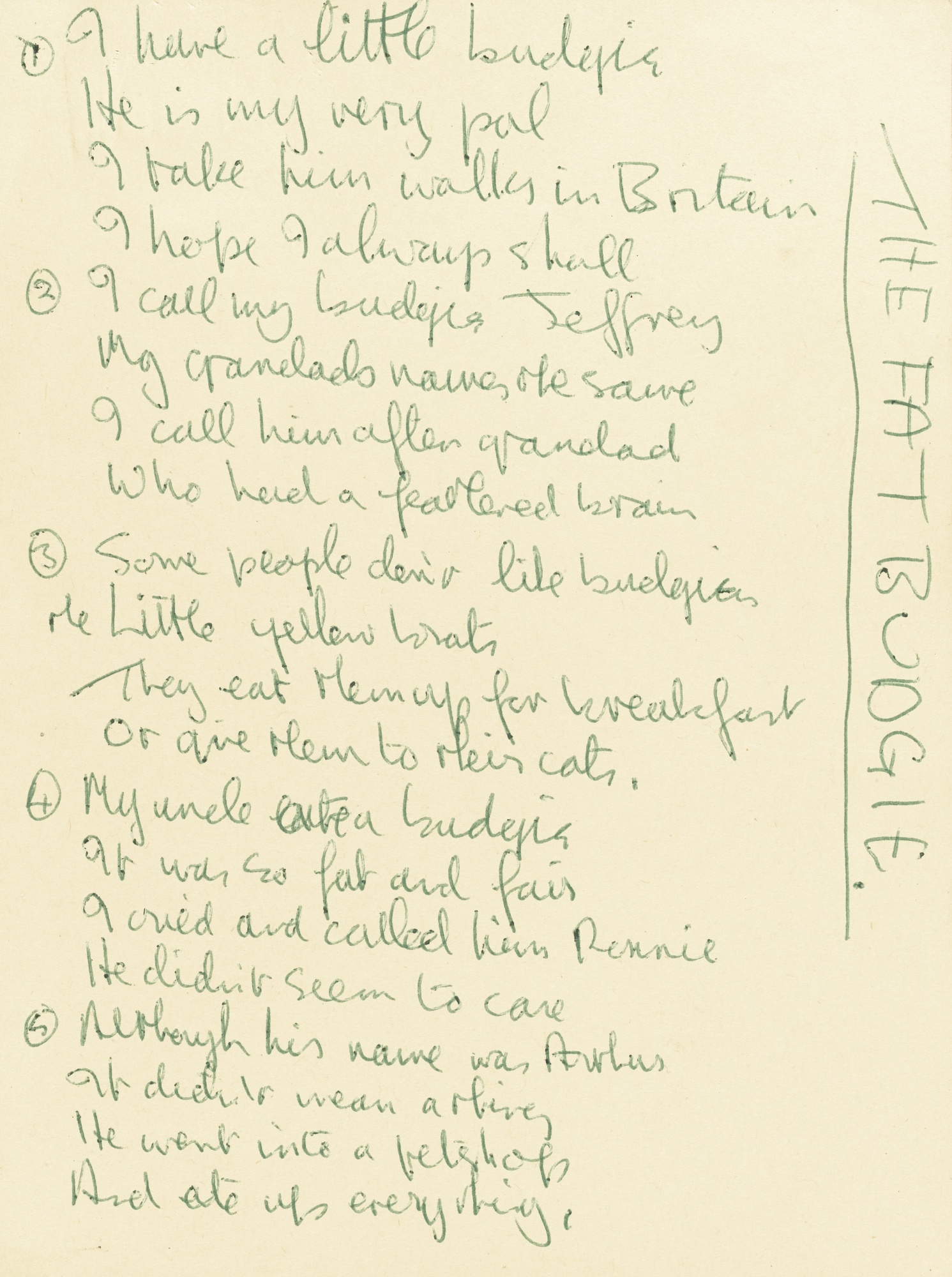 John Lennon | 'THE FAT BUDGIE'. AUTOGRAPH MANUSCRIPT | MutualArt