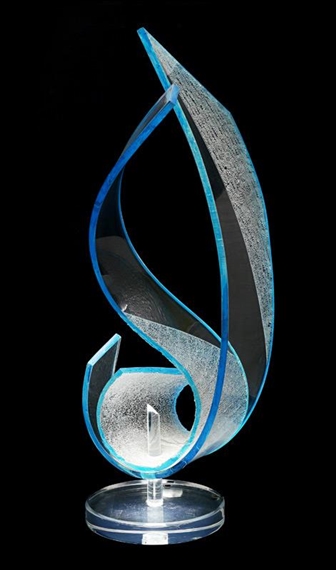 Hivo Van Teal | ICE BLUE LUCITE WAVE SCULPTURE | MutualArt