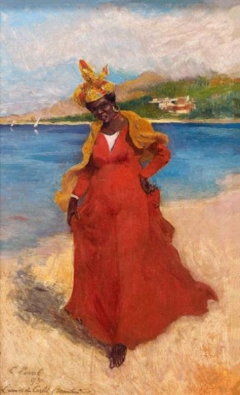 Charles Laval | The Cove Carbet, Martiniquaise a Red Dress (1893 ...
