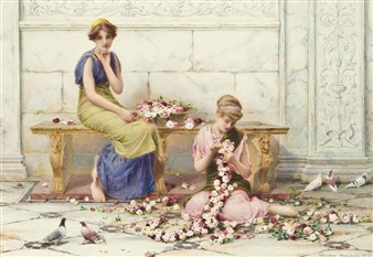 Henry Ryland | At the fountain, Autumn | MutualArt