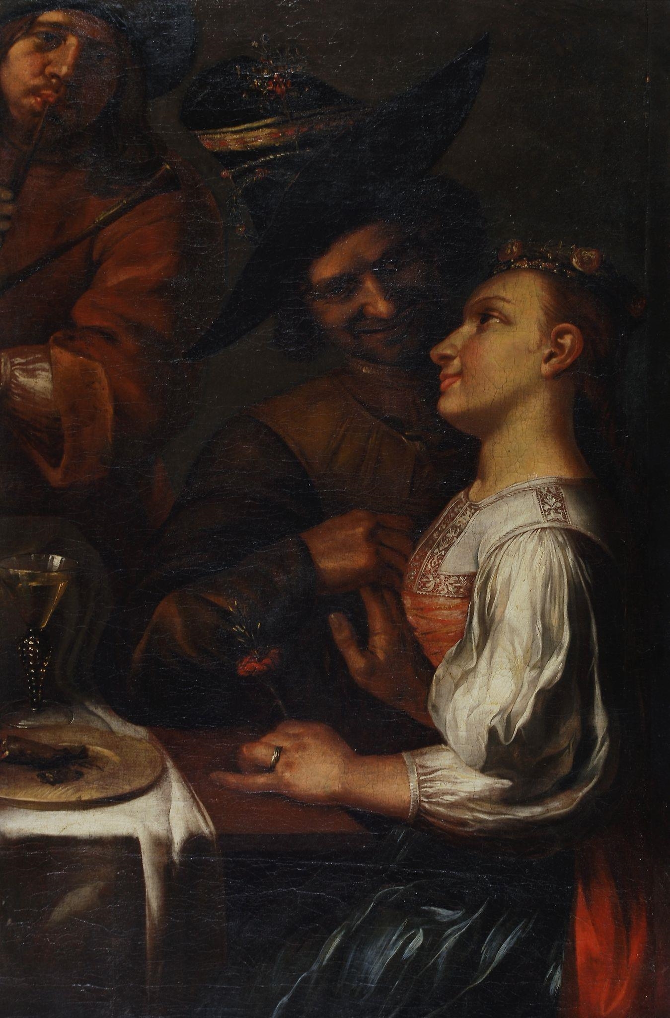 Gerrit Van Honthorst | Peasants merrymaking in an interior | MutualArt