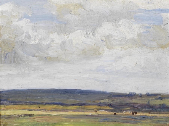 Mark Senior | Fields at Runswick Bay (1927) | MutualArt