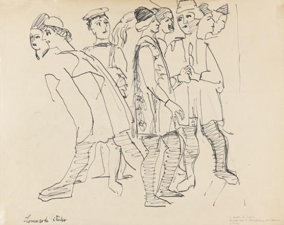 Ernst Ludwig Kirchner | Skizze nach dem Fresko Vermählung der Maria von ...