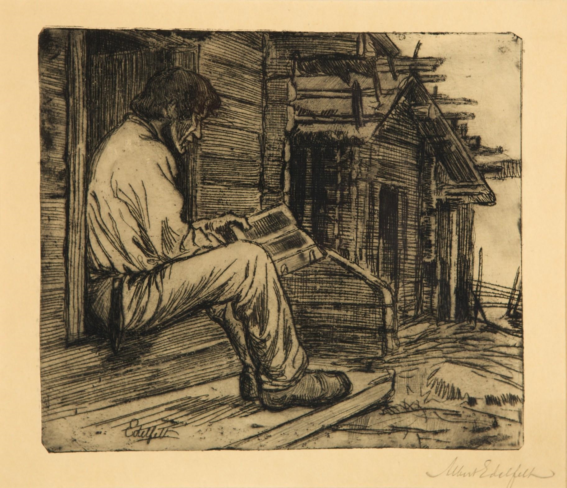 Albert Edelfelt | Finnish Peasant reading the Bible | MutualArt