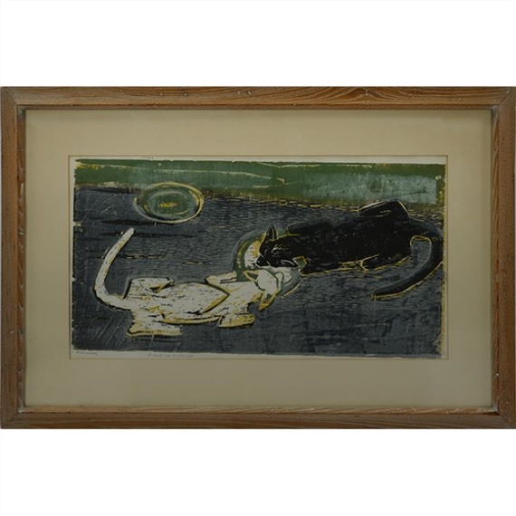 Max Kahn | Black Cat White Cat (1947) | MutualArt