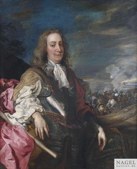 Jacob Huysmans | Portrait of a Commander in Armour in Front of a Battle ...