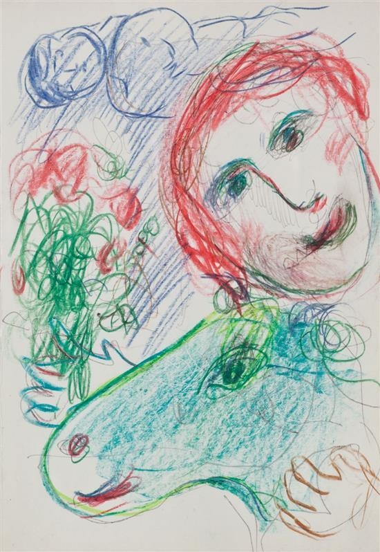 Marc Chagall | Self portrait with a green donkey, from Sketchbook La ...