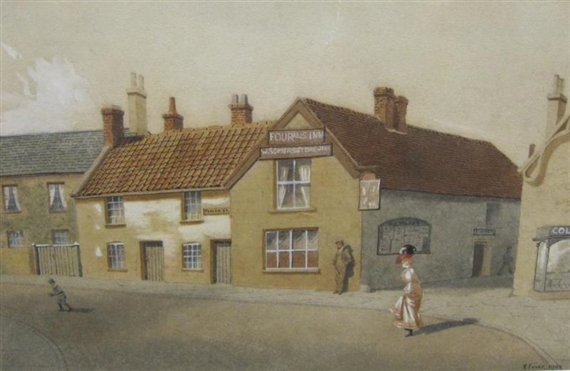 Frier Harry | Outside the Four Alls Inn, Taunton (1908) | MutualArt